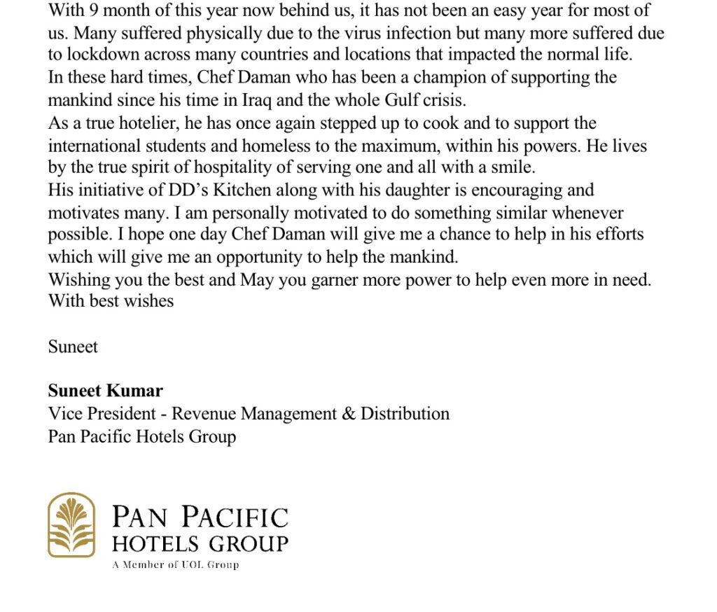 Suneet Kumar Vice President Pan Pacific Group – Welcome To DDs Kitchen